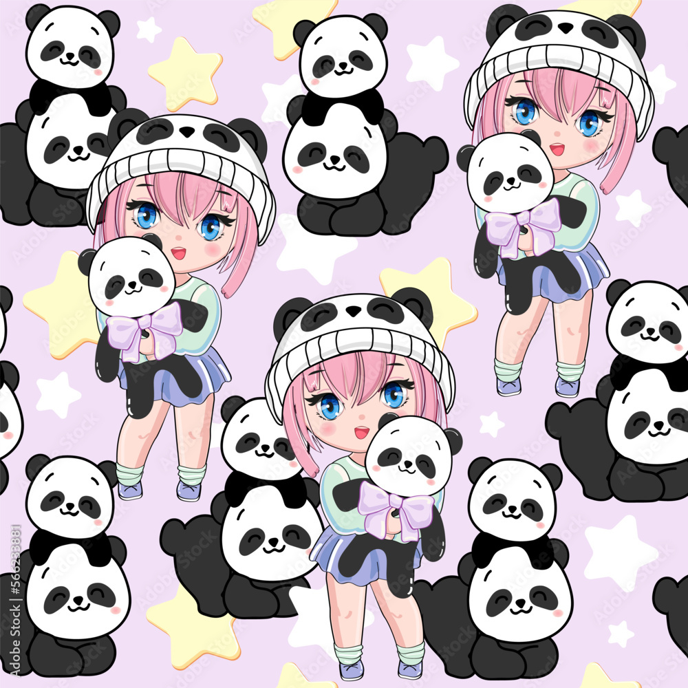 Cartoon Girl Panda