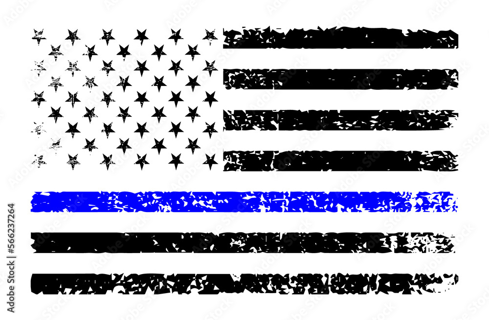 Thin Blue Line Distressed Flag Stock Illustration | Adobe Stock
