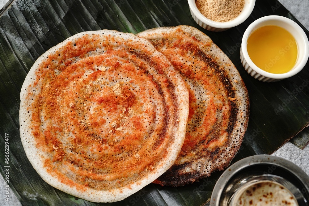 South Indian vegetarian breakfast idli karam podi dosa sambar chutney ...