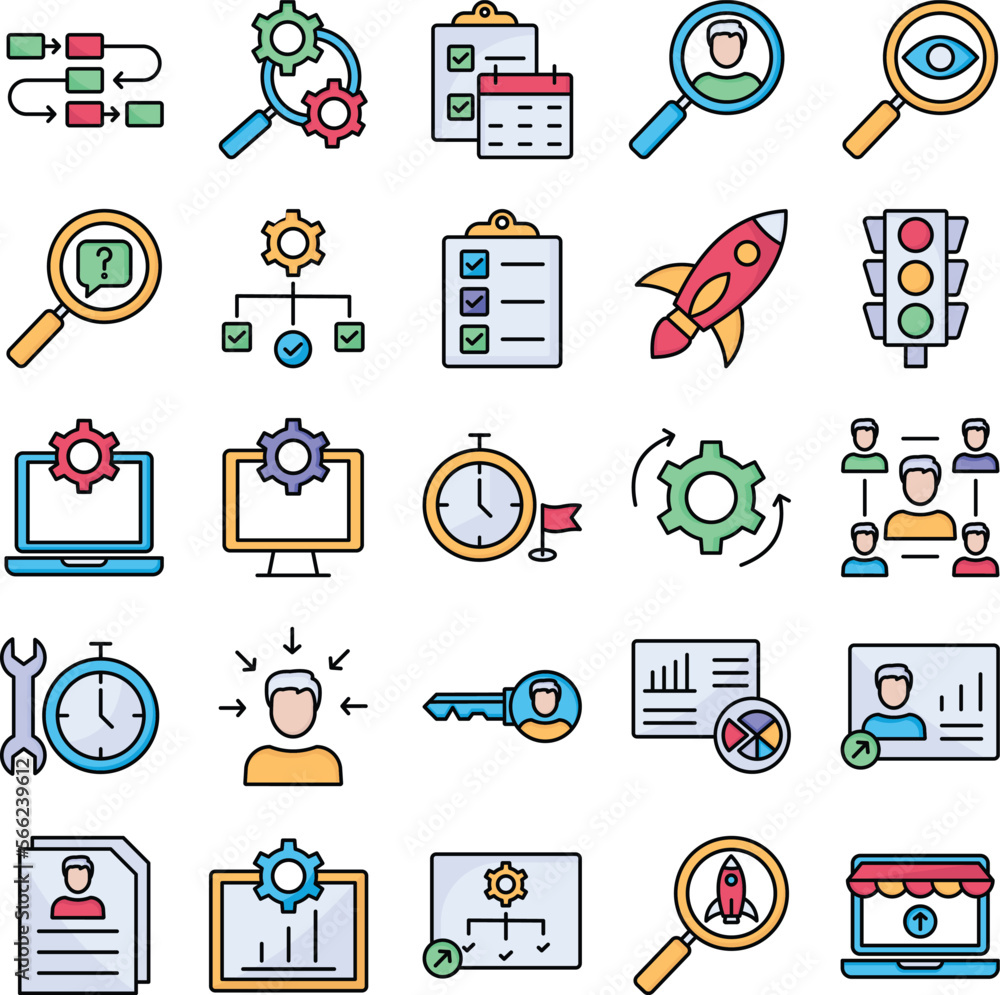 Project Management icons set, business management pack, business vector ...