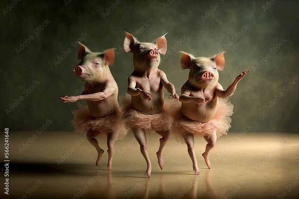 pig Ballerina dancer corps de ballet illustration generative ai Stock ...