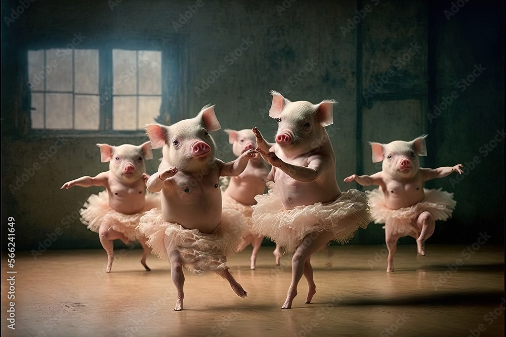 pig Ballerina dancer corps de ballet illustration generative ai Stock ...