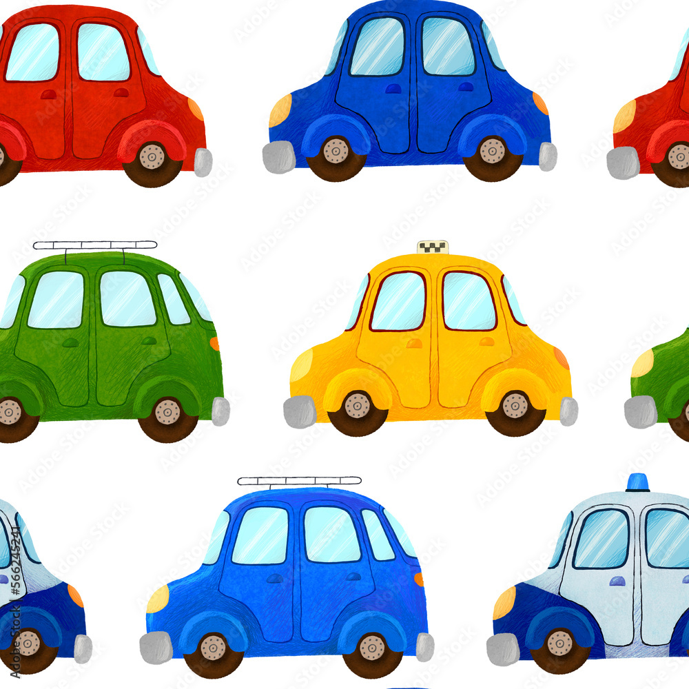 Cars pattern. Seamless pattern with cars of different types and colores ...