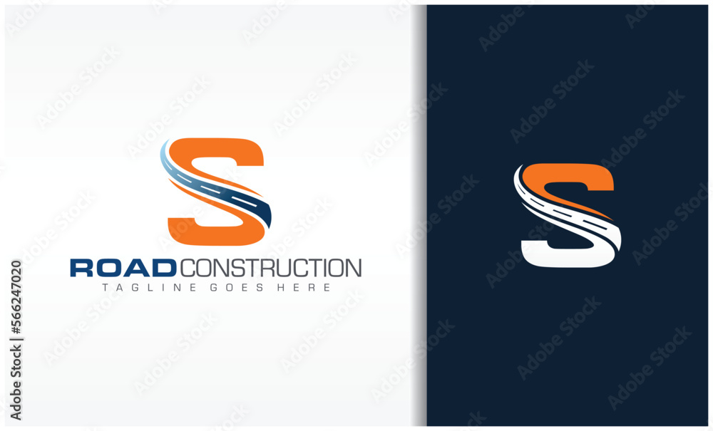 Letter s with road logo presents creative design concept for highway ...