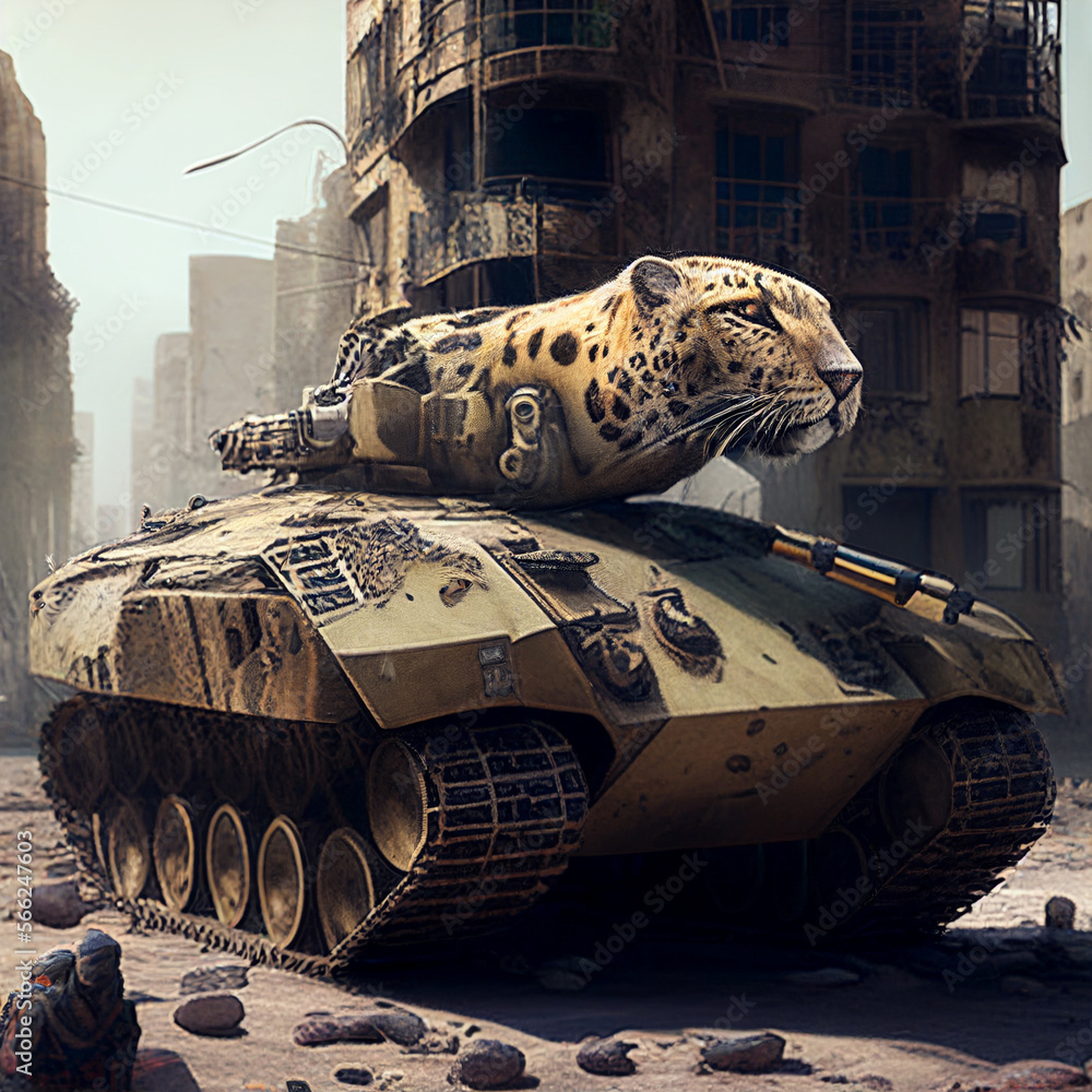 War Concept. Tank fire in the city battle. Military fighting scene on ...