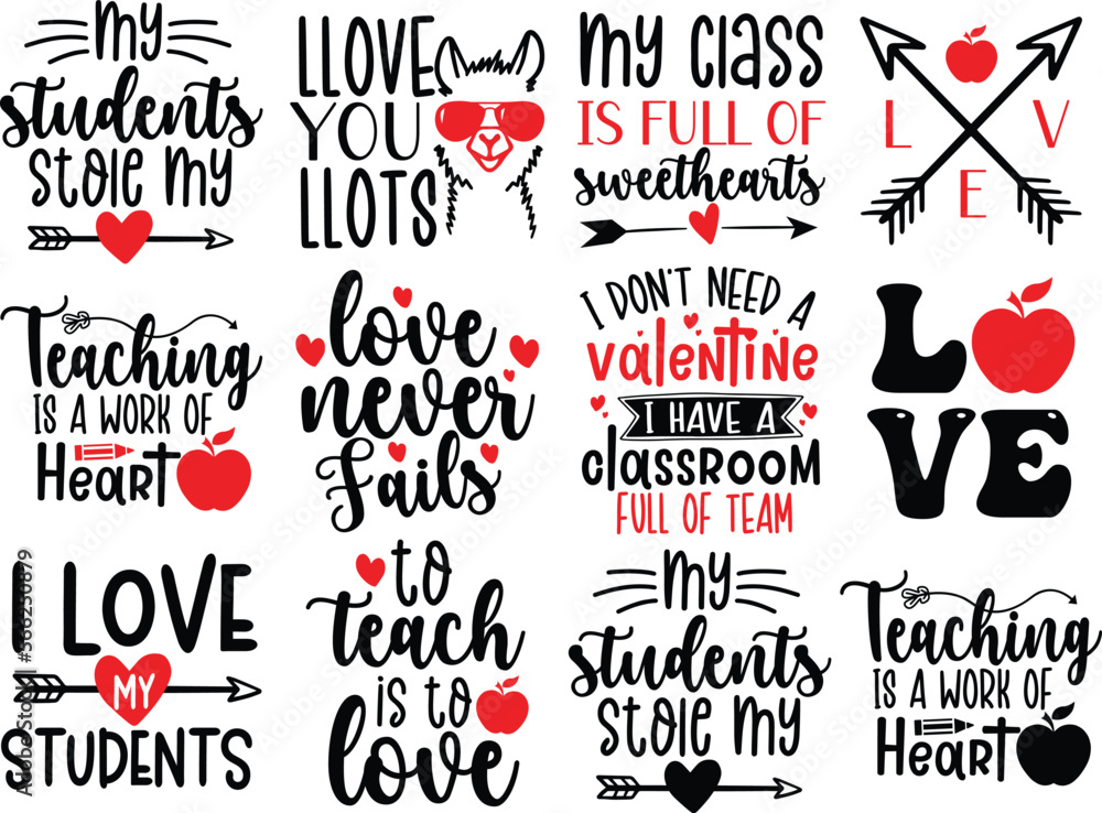 Teacher Valentine’s Day Svg,Valentines day Svg, Teacher SVG Bundle ...