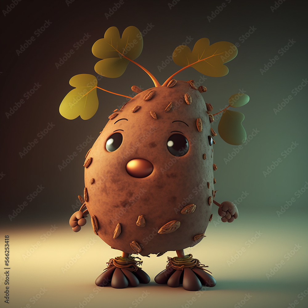 Cute cartoon cassava root character. Generative AI. Lovely cassava root ...
