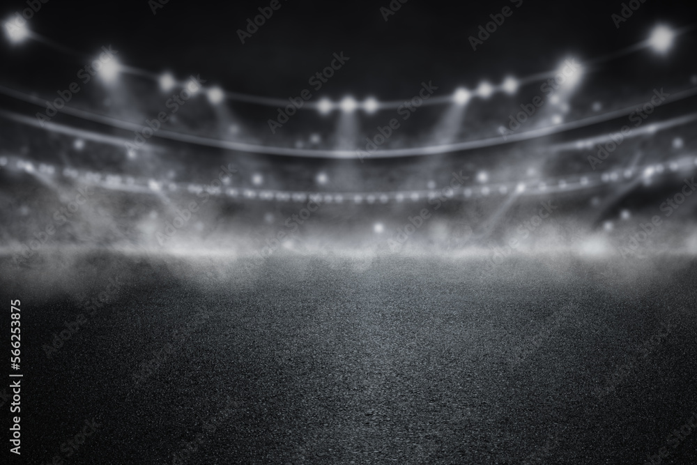 Asphalted racing stadium. Sport dark arena empty field - stadium Stock ...