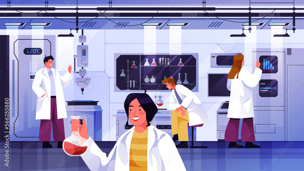 Cartoon laboratory vector illustration.Flat design Stock Vector | Adobe ...