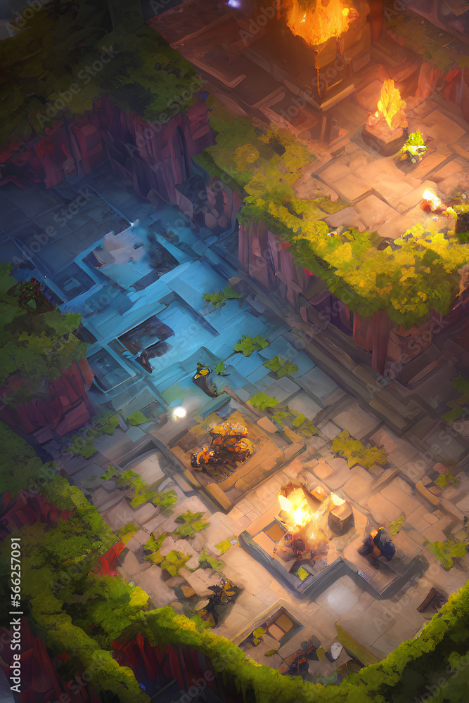 Fantasy Isometric Map (Mobile Games Style)- Background for Level Design ...