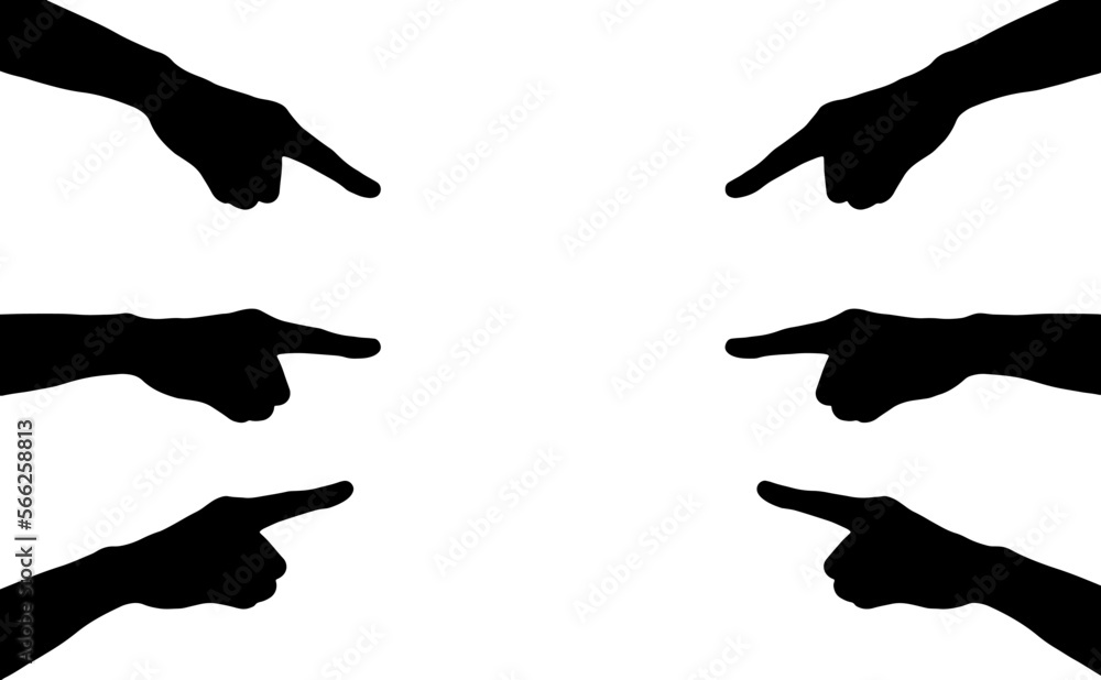 Photo Vector Silhouette of hands, they show fingers in the center ...