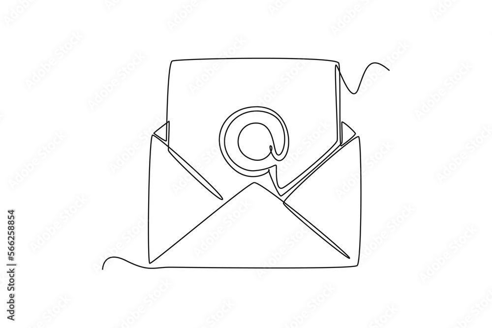 Single one line drawing outline email. Social media concept. Continuous ...