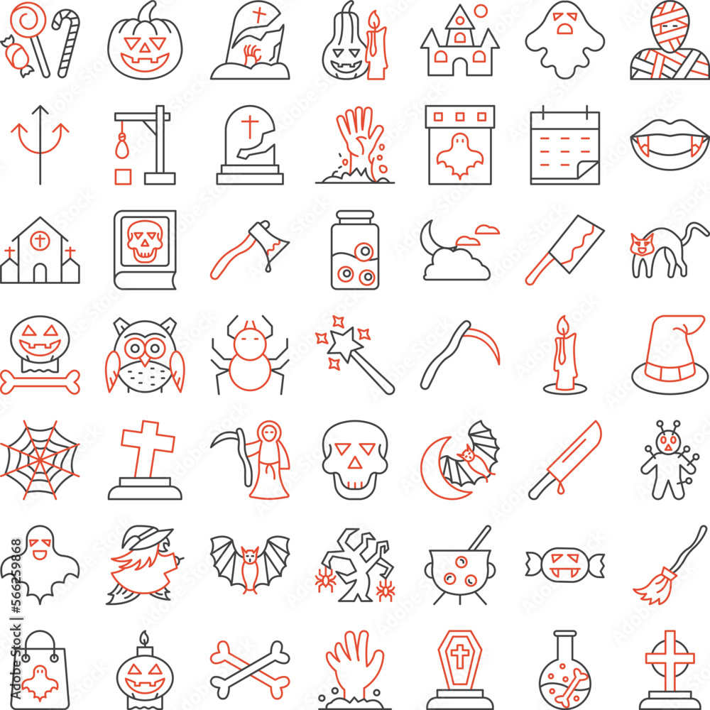 Halloween icons set, Halloween vector icons, Halloween set, Halloween ...