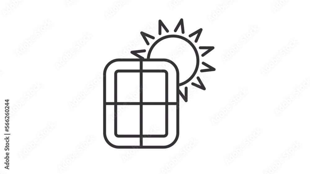 Animated solar panel linear icon. Photovoltaic device. Converts sun ...