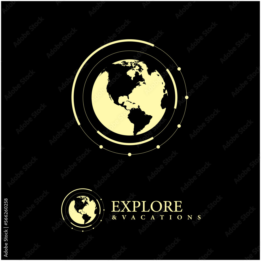 logo about exploration with globe and compass symbol Stock Vector ...