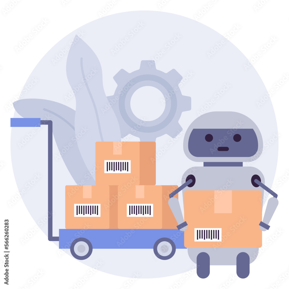 Vetor de Robotics for Moving Cardboard vector icon design, Warehouse ...