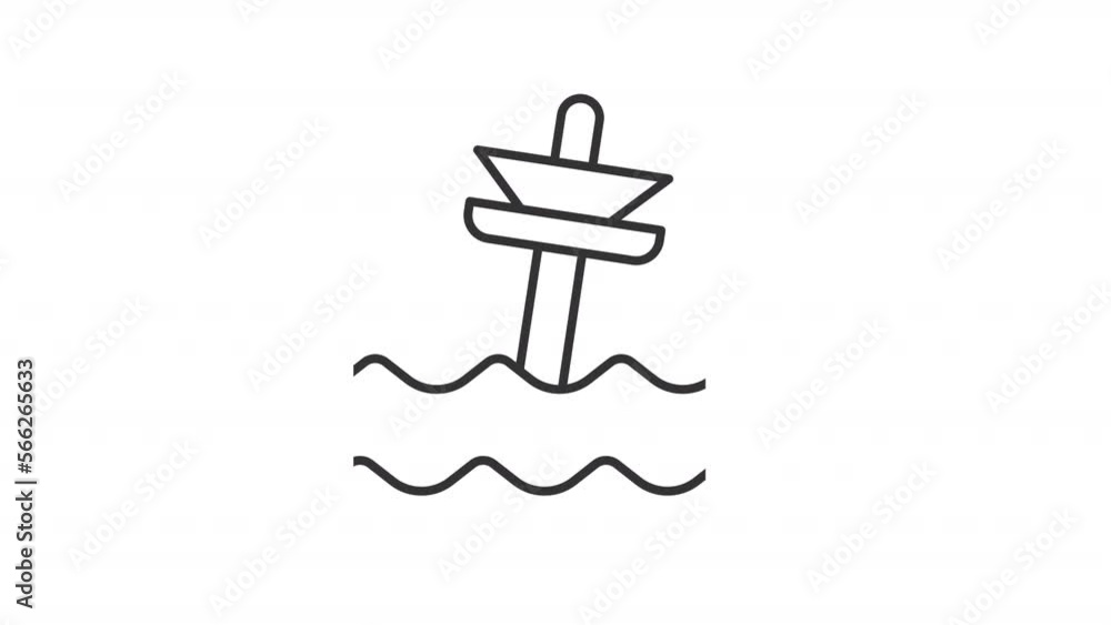 Animated buoy linear icon. Navigation floating device. Nautical marker ...
