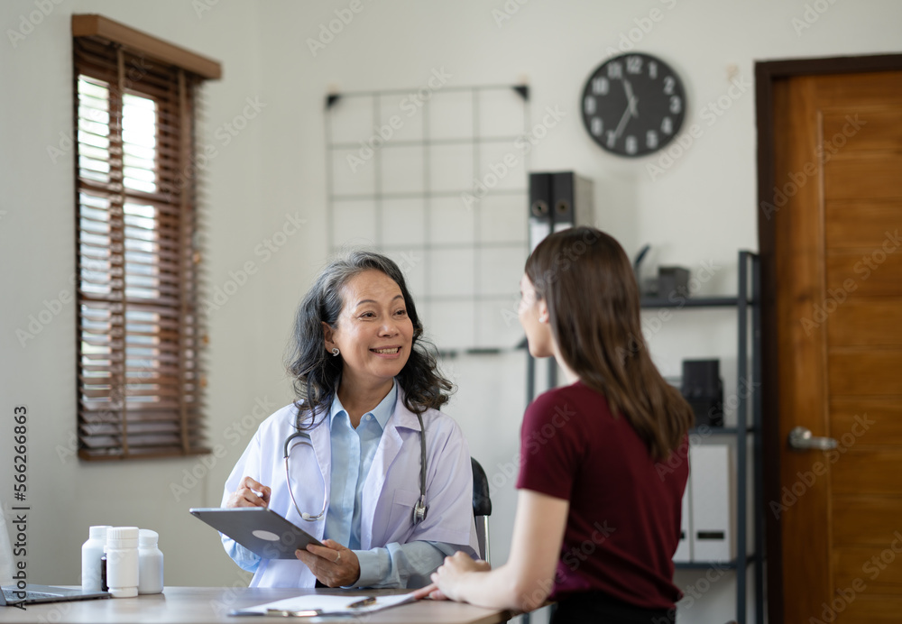 Positive senior medical professional, doctor, nurse giving support and ...