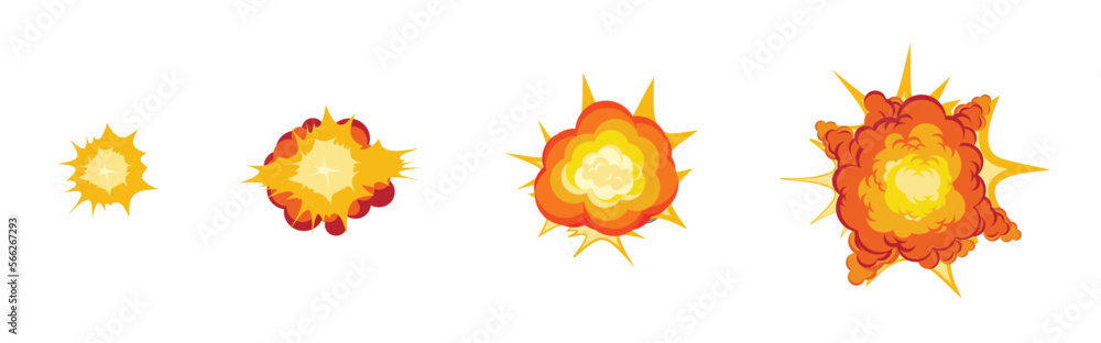 Explosion animation. Red fire flare storyboard with flame movement and ...