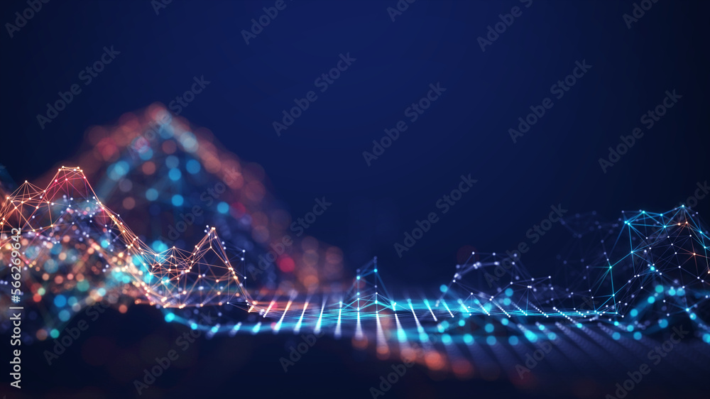 Abstract Connected Dots And Lines Concept Of Ai Technology Motion Of Digital Data Flow