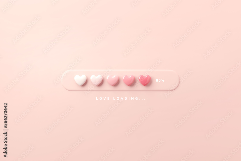 Love loading progress bar, Valentine's day loading bar with love hearts ...