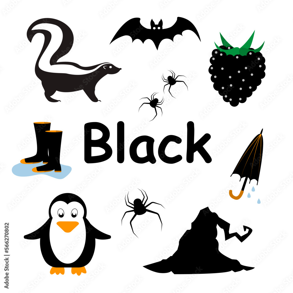 Black color. Flash cards for learning and practicing colors. Worksheet ...