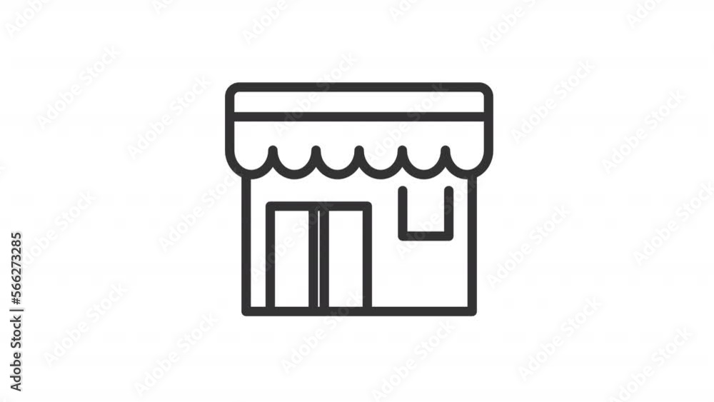 Animated shop linear icon. Small business. Local market. Supermarket ...