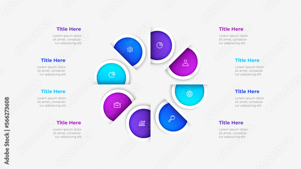 Vector infographic. Cycle diagram with 8 options, steps or processes ...