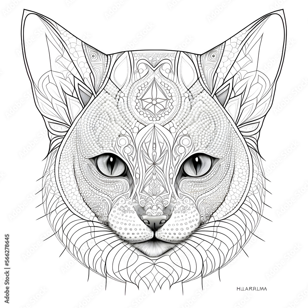 Mandala Cat Coloring Page, Cat Coloring Page, Animal Coloring Page ...