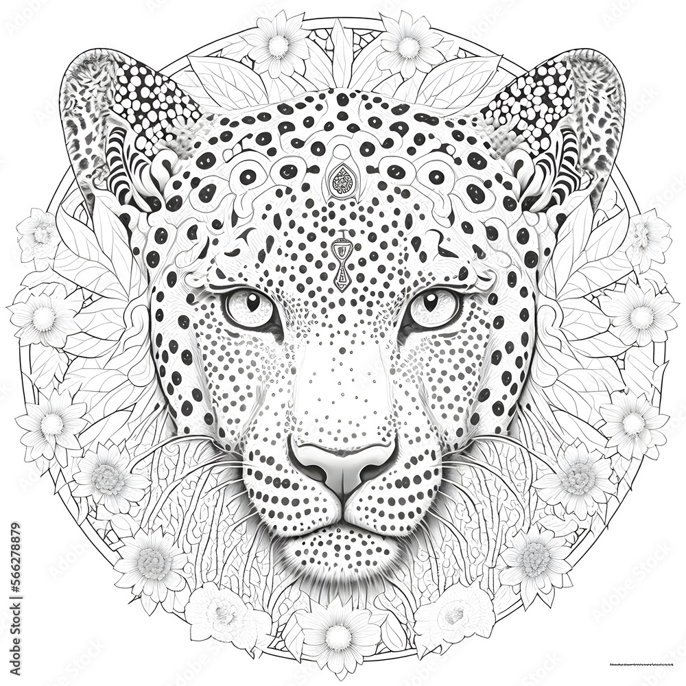 Mandala Leopard Coloring Page, Leopard Coloring Page, Animal Coloring ...