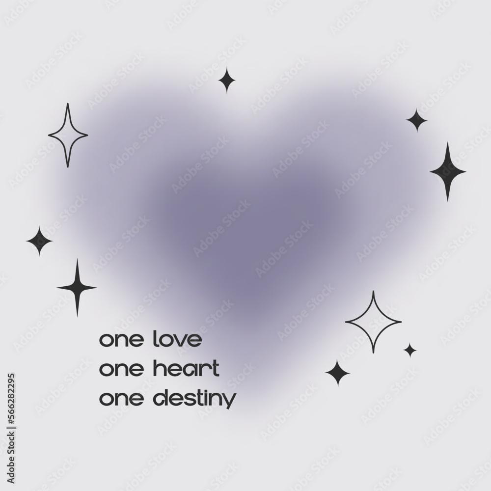Blurry gradient card with positive love text. One love, one heart, one ...