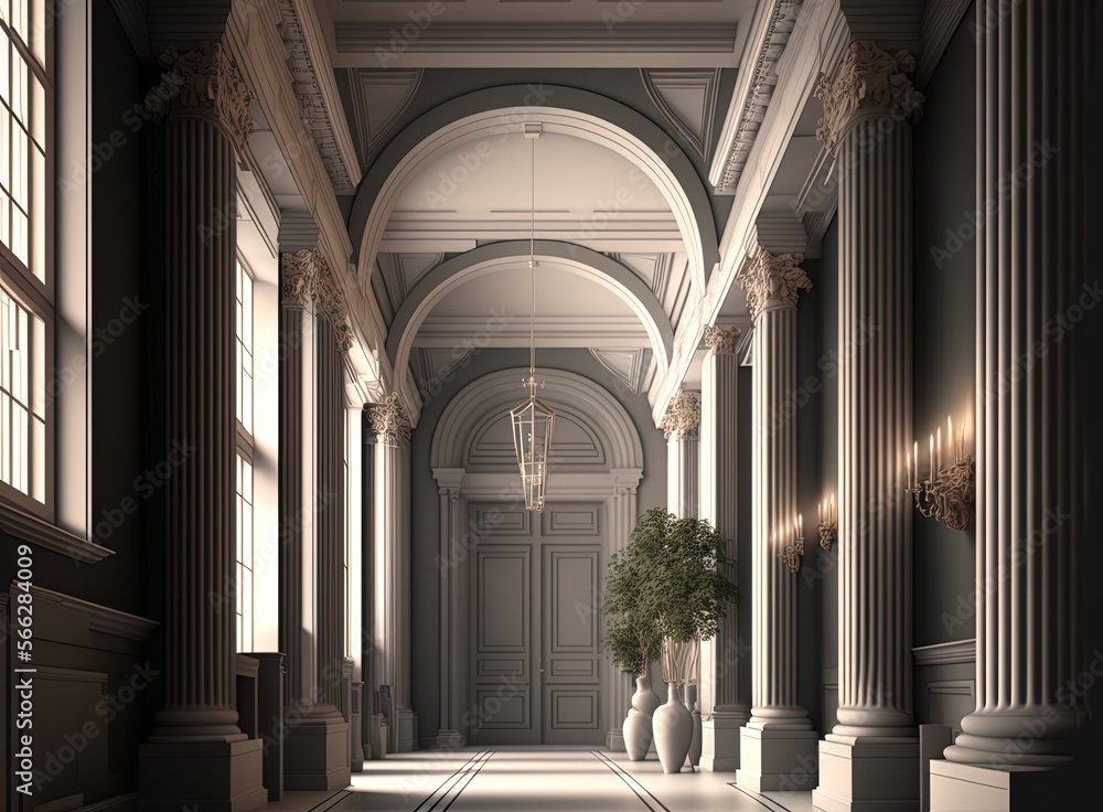 The library's foyer is gorgeous, with soaring ceilings and pillars ...