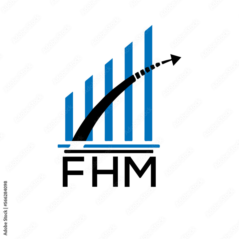 FHM letter logo. FHM blue image on white background. FHM vector logo ...