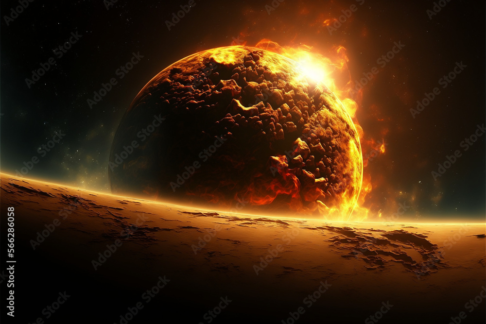 Collision Between Two Planets Using Ai Stock Illustration Adobe Stock