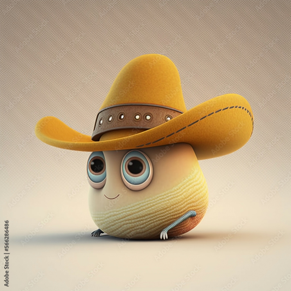 Cute cute snail cartoon character wearing a cowboy hat made with ...
