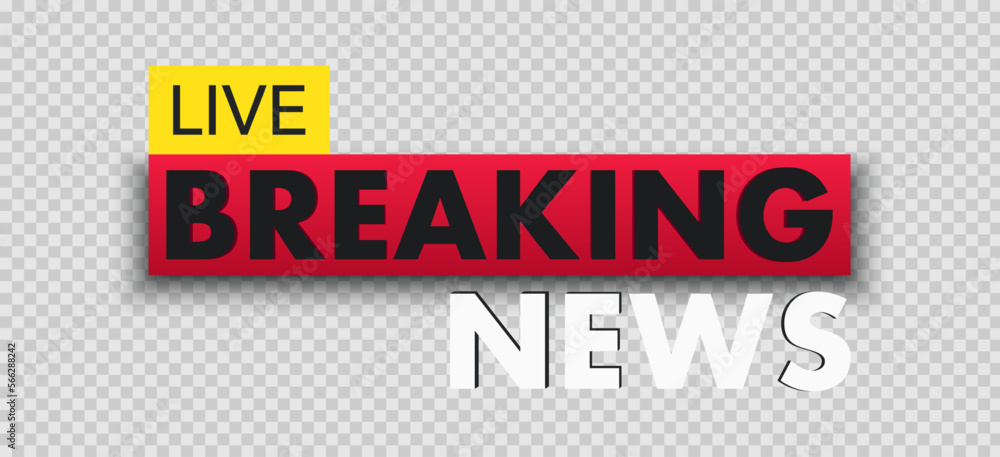 Breaking news live banner isolated on transparent background. World ...