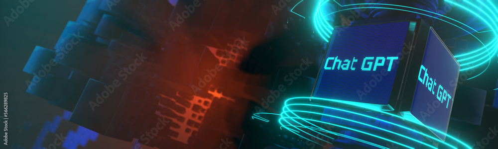 ChatGPT Chat with AI or Artificial Intelligence Smart AI. Lettering ...