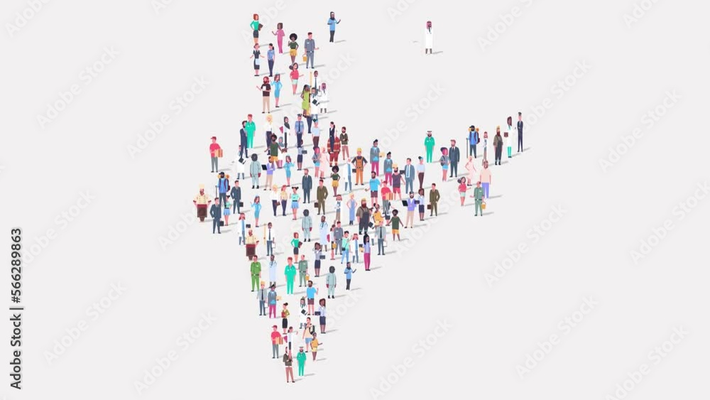 India Population Creative Concept on Indian Map. Large Crowd of ...