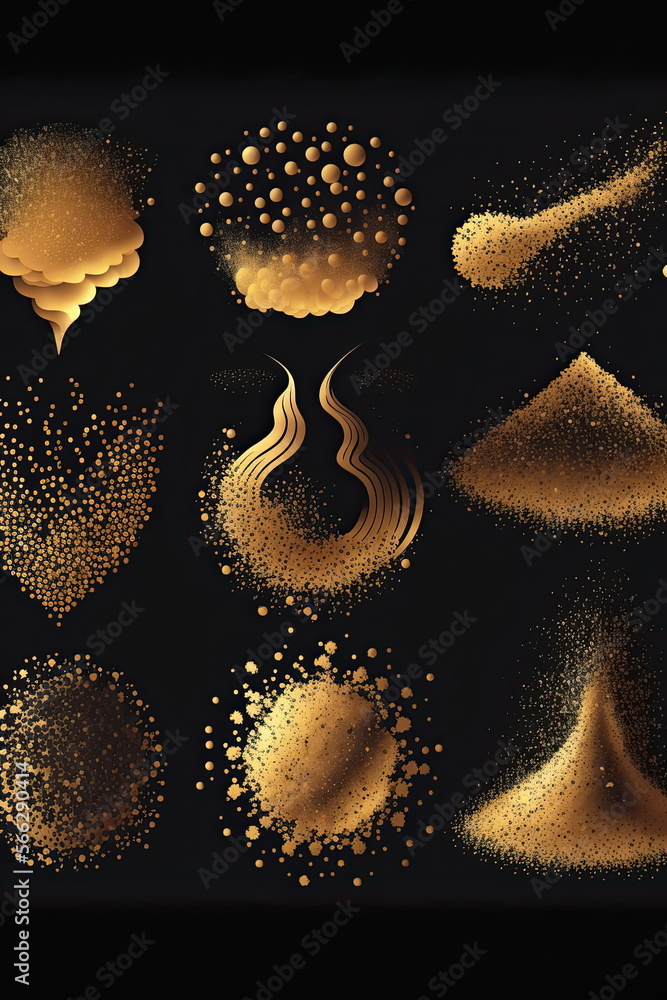 Collection set of gold dust vector illustration, Made by AI,Artificial ...
