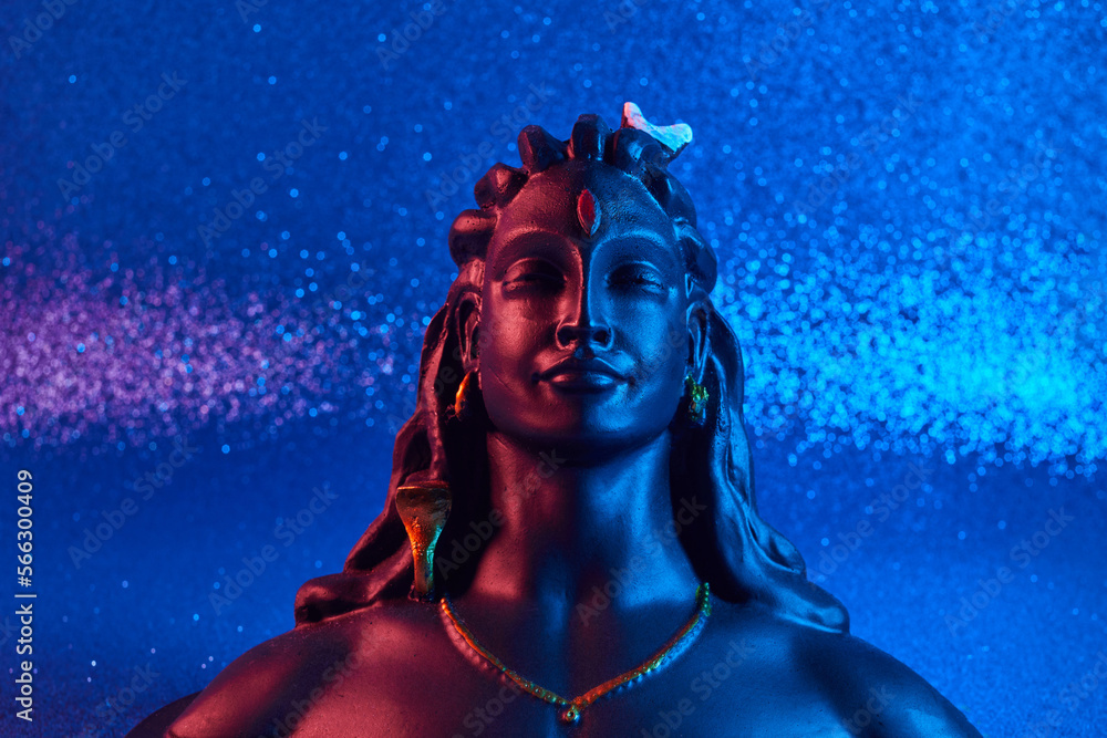 Photo & Art Print Maha Shivratri, Lord Shiva on blue background., vetre
