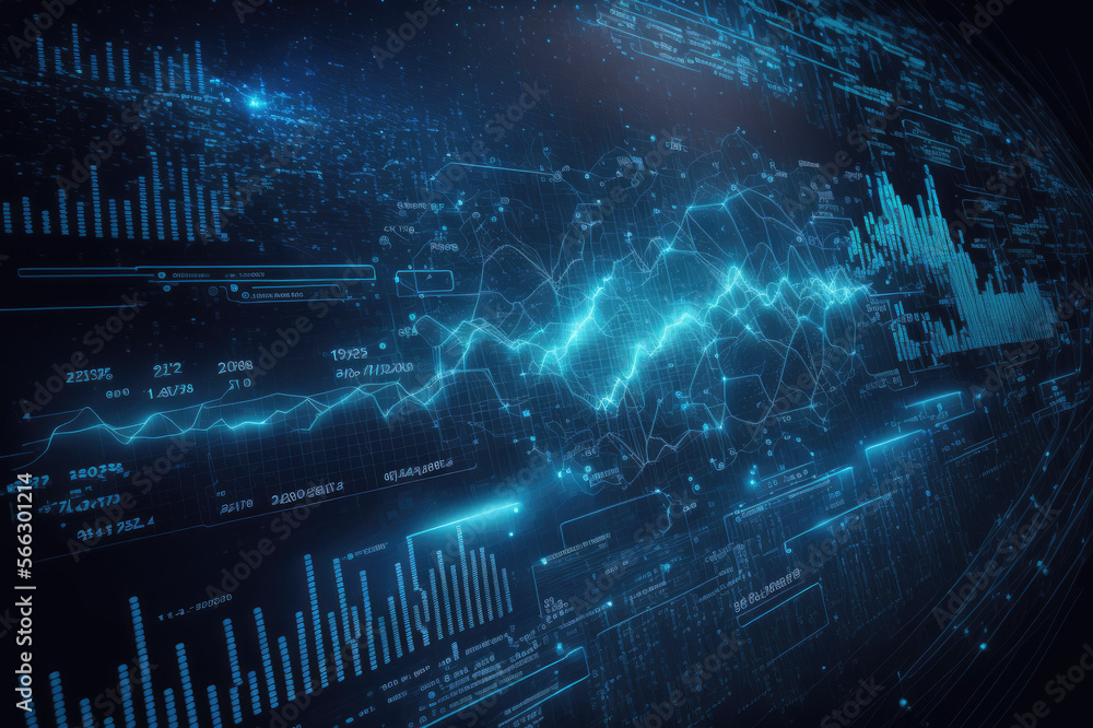 blue digital data chart for finance made by generative ai Stock ...