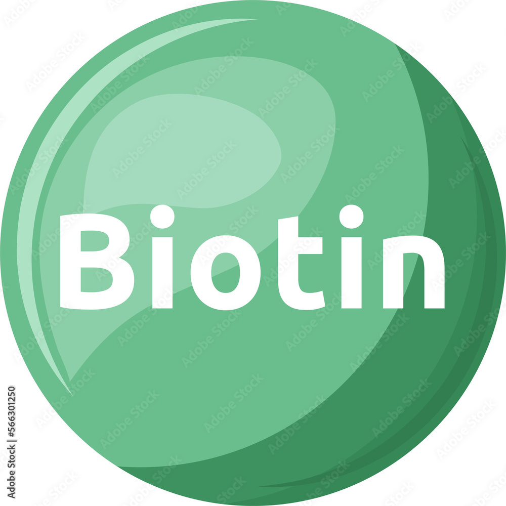 Biotin semi flat color raster object. Dietary supplement. Full sized ...