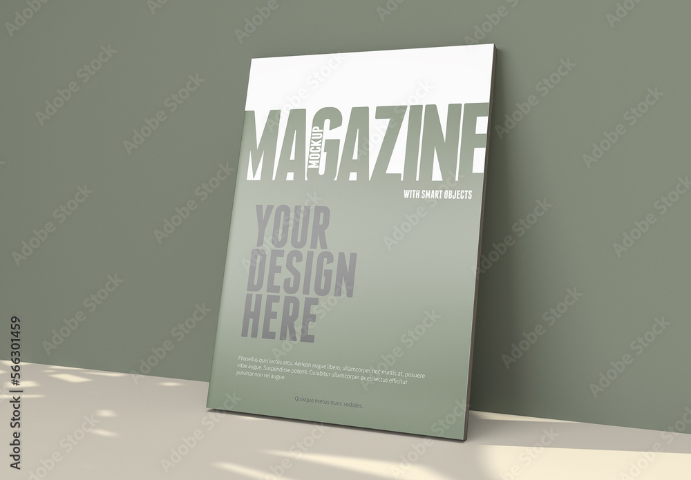Magazine Mockup with Realistic Subtle Paper Texture And Palm Shadows in ...