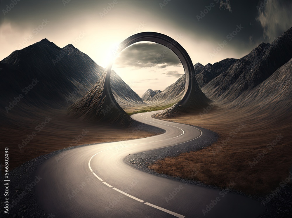 : surreal road swirl in loop in wasteland, idea for obstacle and ...