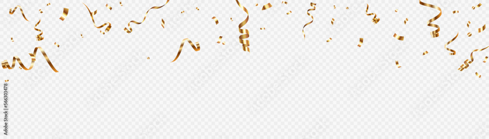 Golden confetti serpentine, falling lace confetti, streamer, tinsel on ...