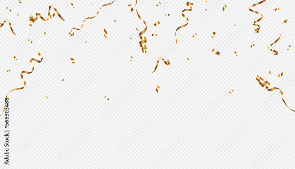 Golden confetti serpentine, falling lace confetti, streamer, tinsel on ...