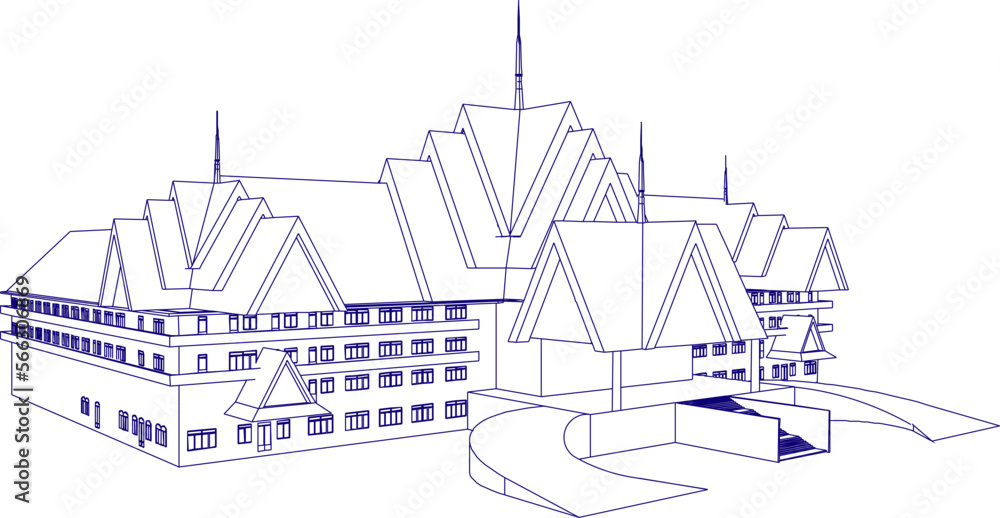 Vector sketch illustration of traditional classic thai government ...