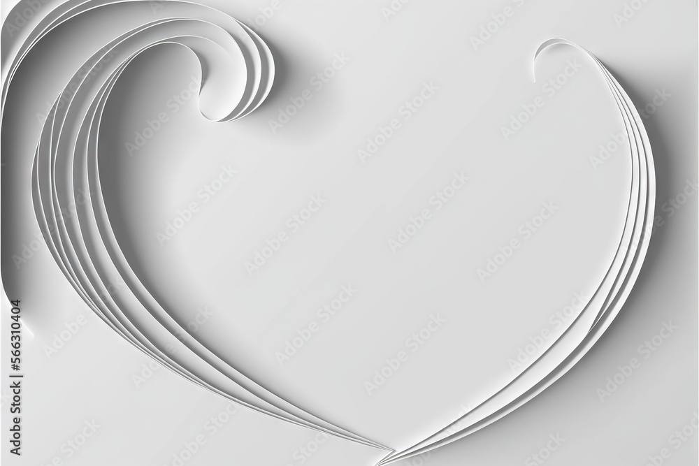 a white paper cut out of a heart shape with a curved tail on top of the ...