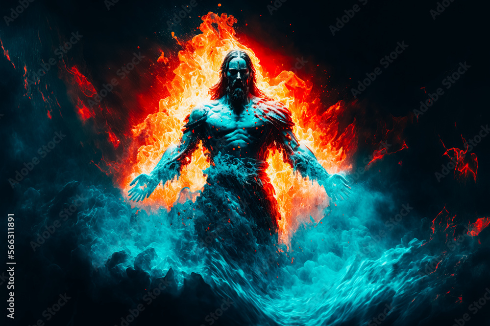 aqua Jesus descends to earth and prepares to fight the devil in fire ...