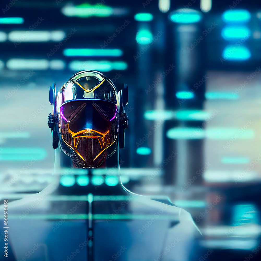 A Man Wearing a Futuristic Suit and Helmet in a High-tech Setting ...